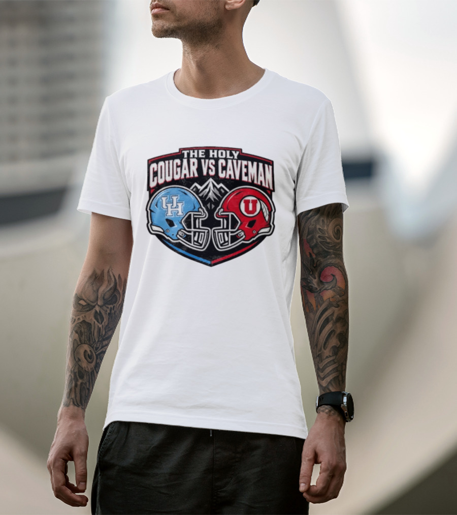 The Holy Cougar Vs Caveman UH Vs U Football Faceoff T-Shirt