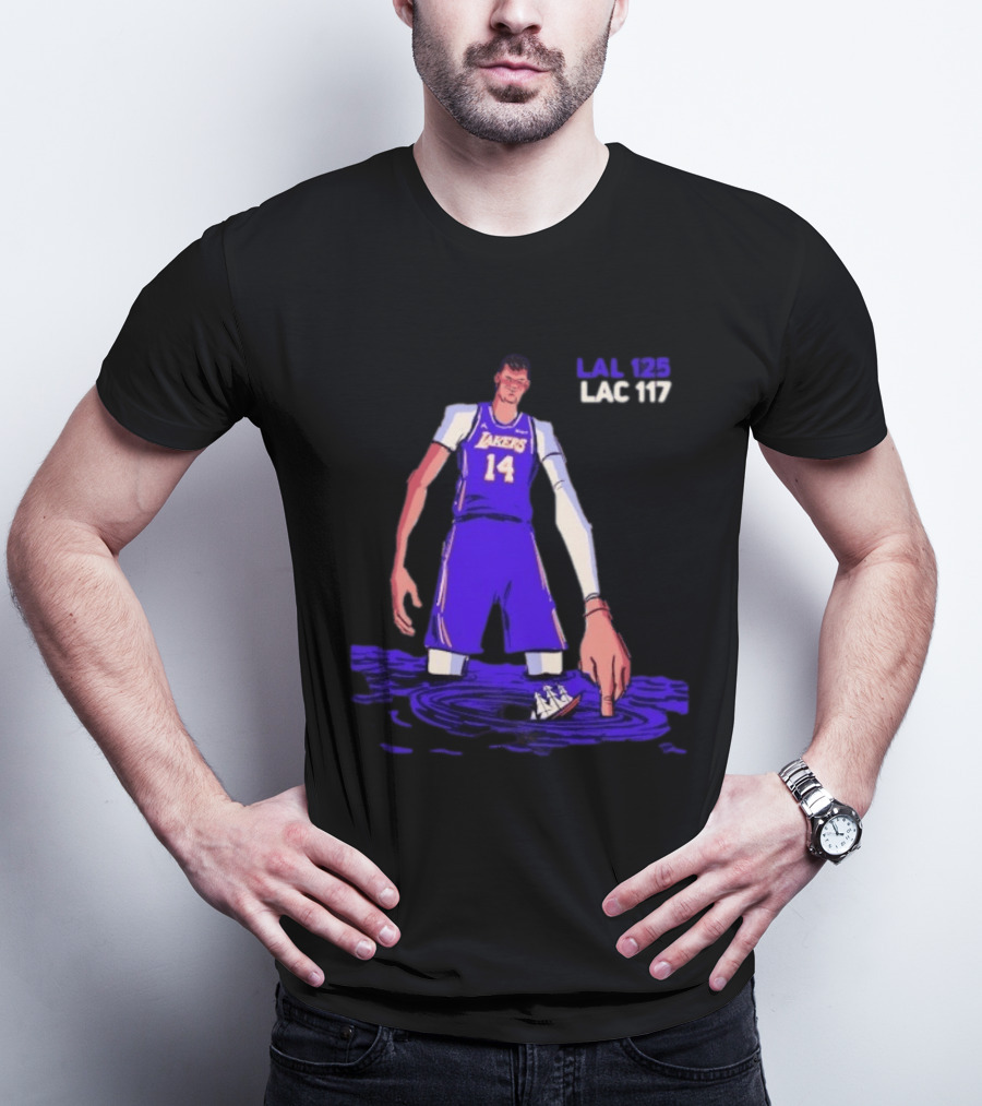 Lakers No 14 LAL 125 LAC 117 Basketball Art Player T-Shirt
