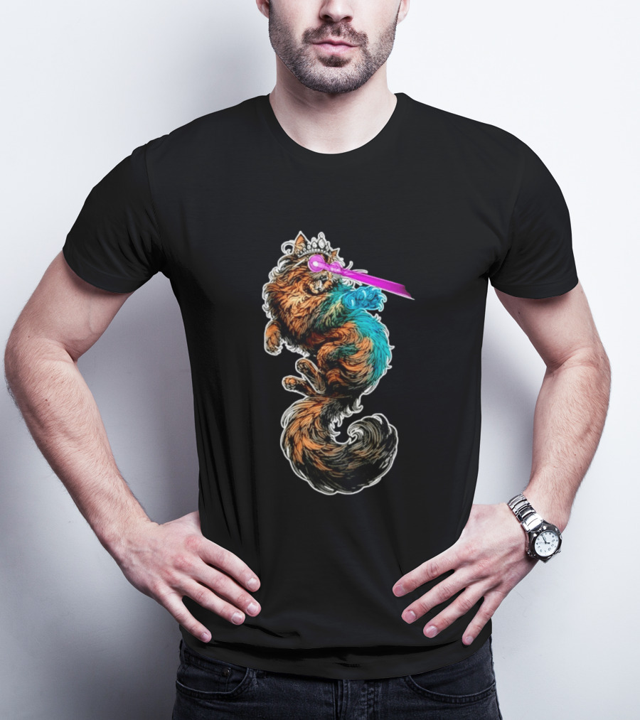 Laser Eyed Queen Cat With Crown And Glowing Laser Eyes T-Shirt