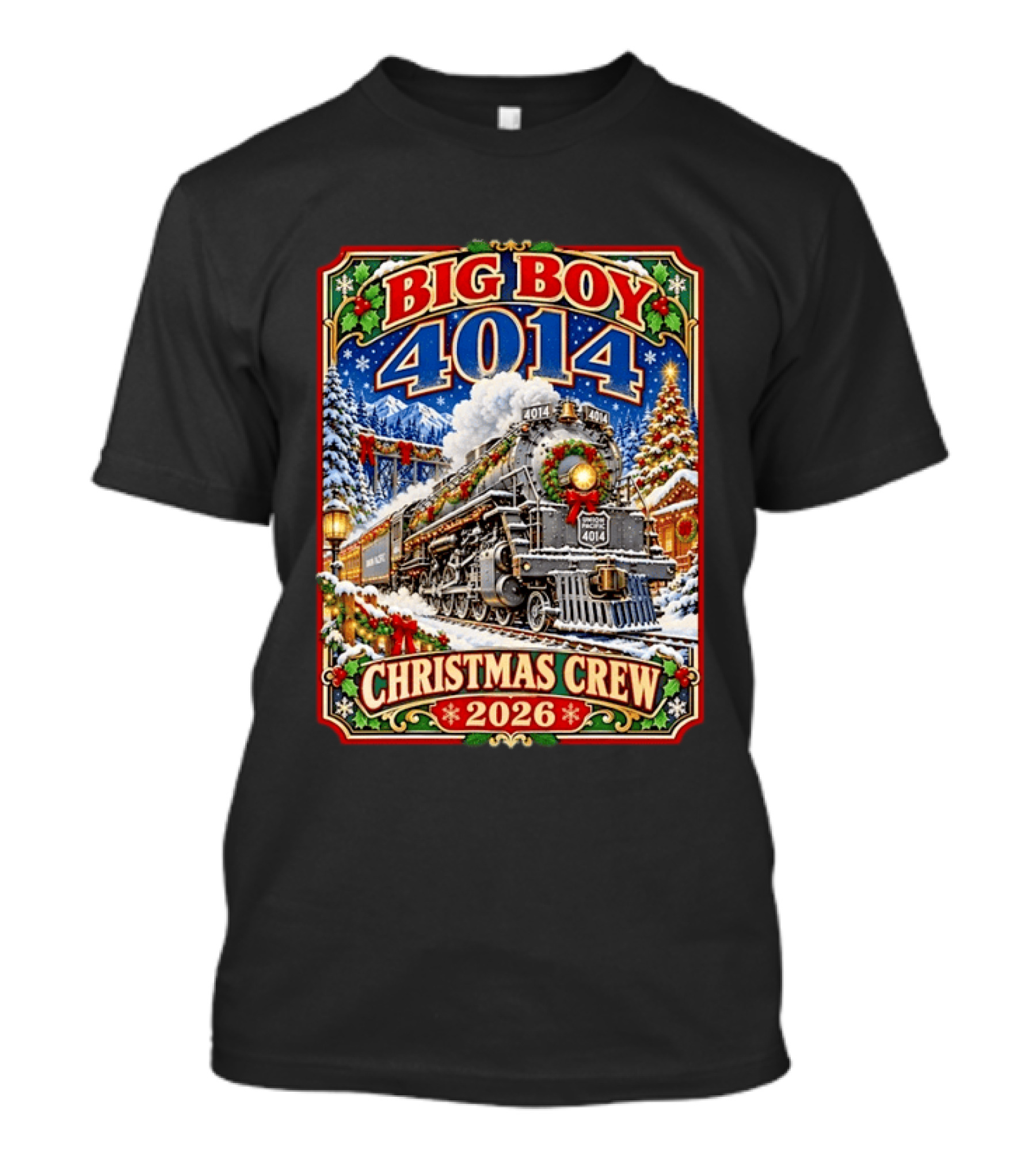 Big Boy 4014 Christmas Crew 2026 Train Snow Scene T-Shirt