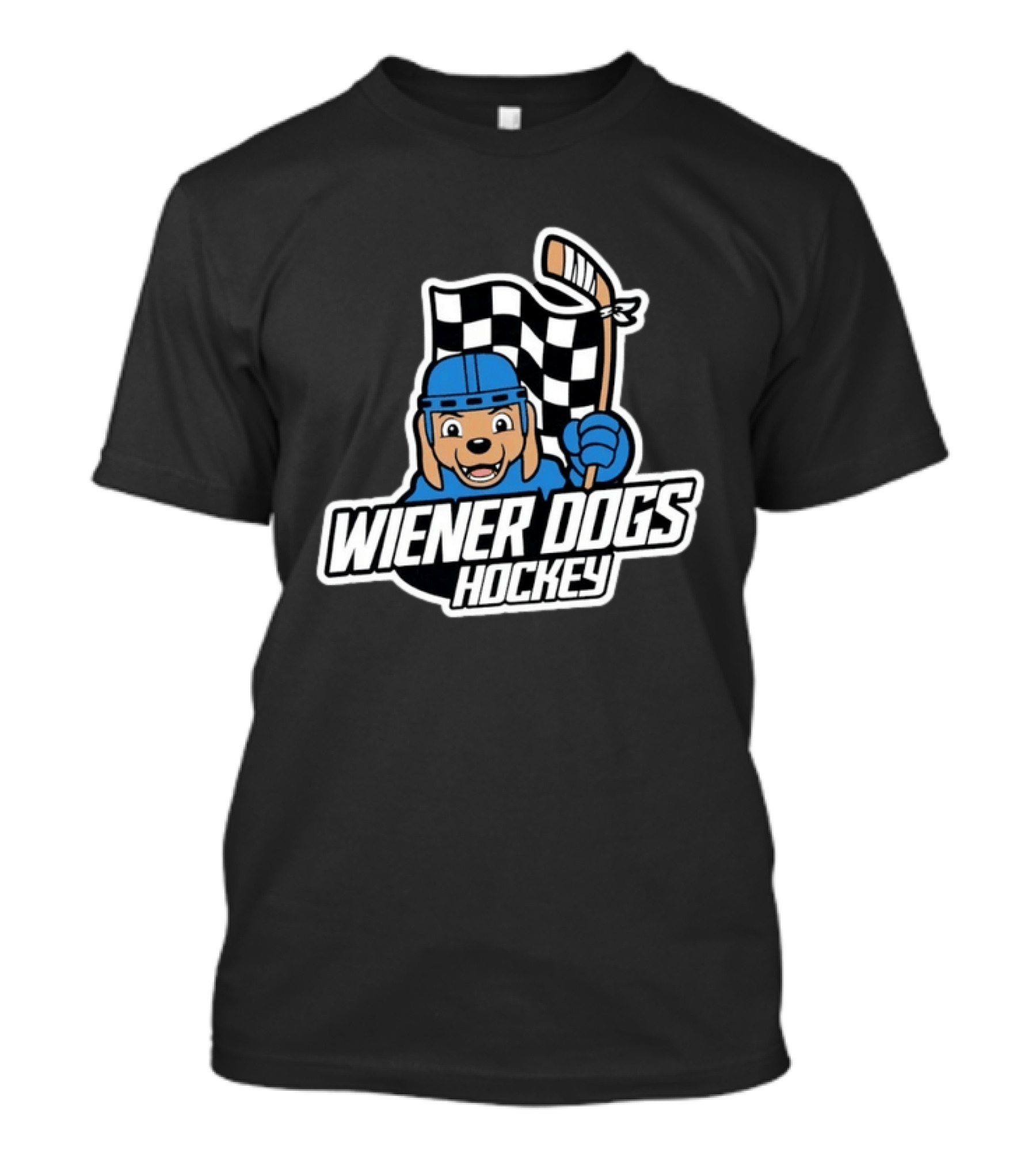 Wiener Dogs Hockey Dachshund Checkered Flag Ice Sports T-Shirt