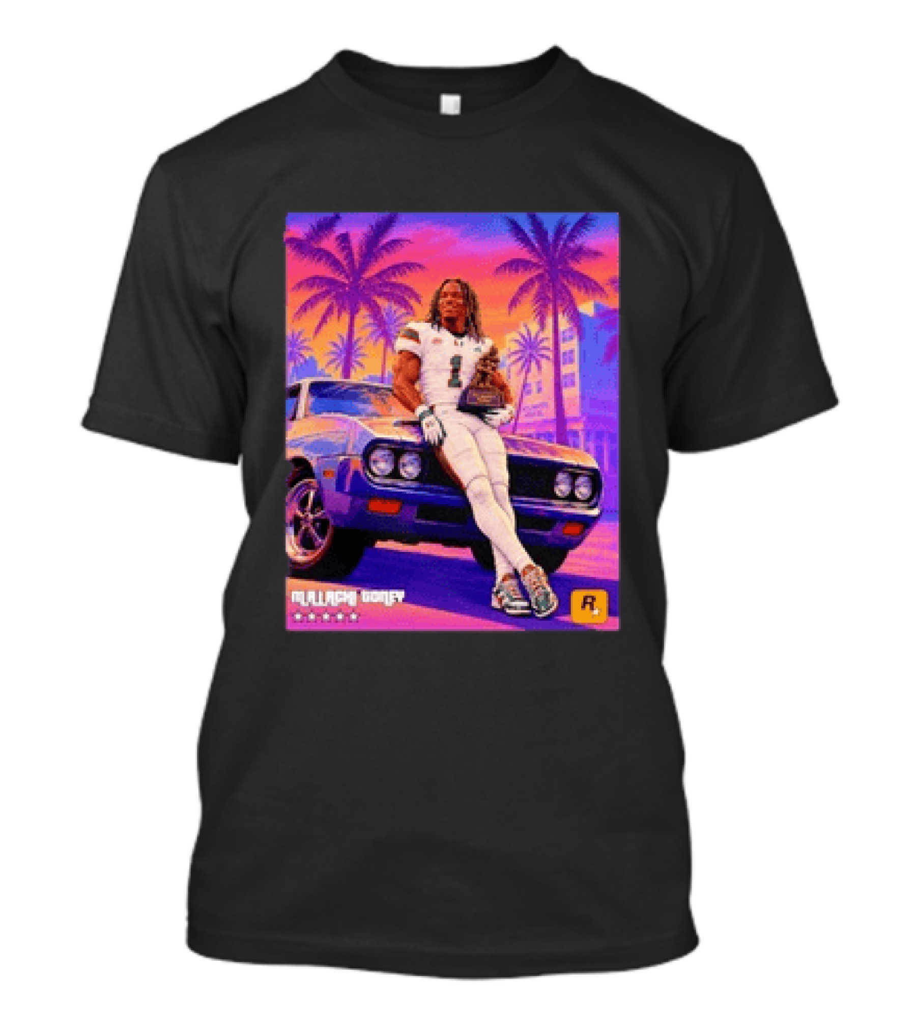 Malachi Goney No 1 Miami Hurricanes Heisman Trophy Rockstar Retro Vice City Vibes T-Shirt