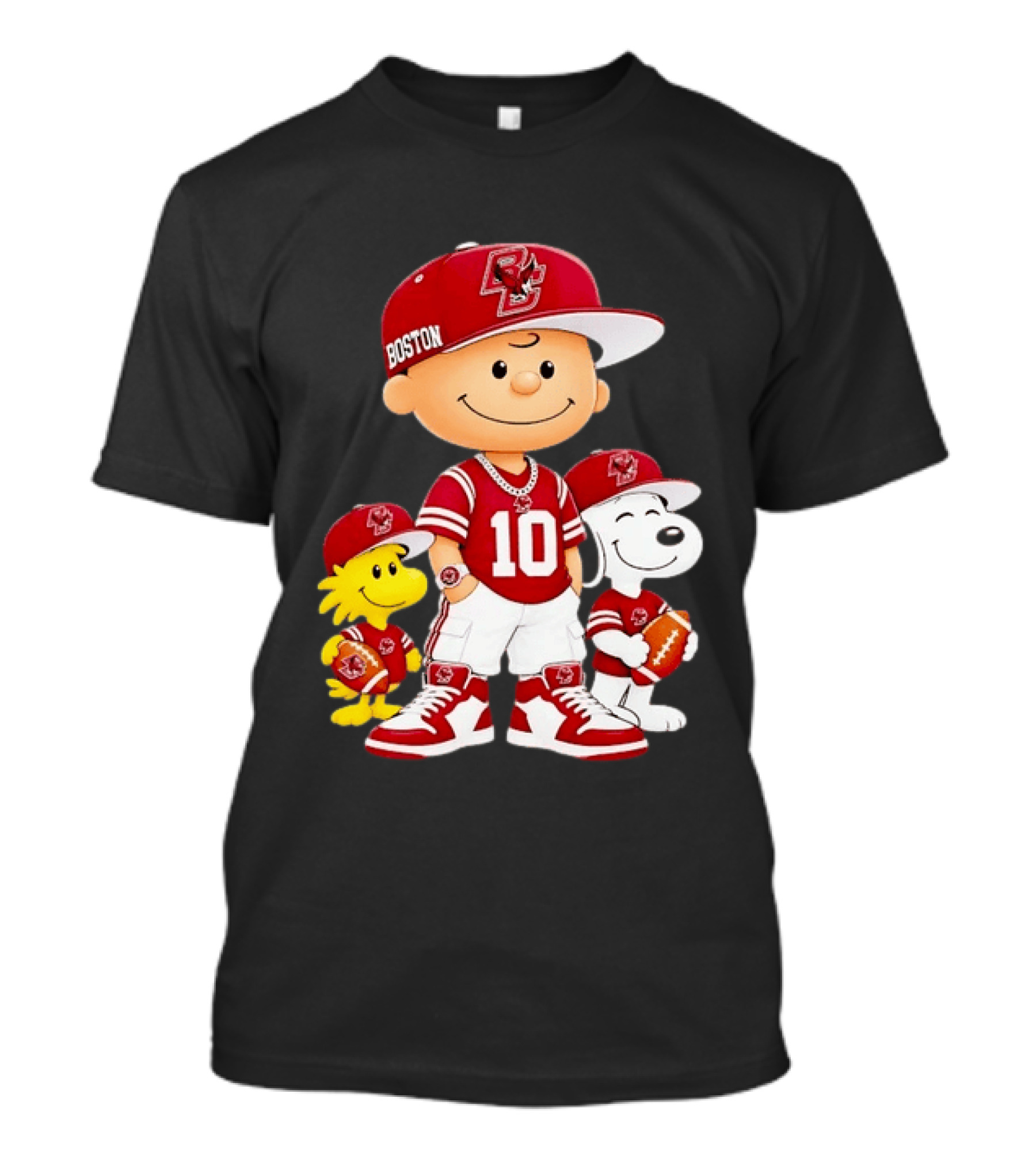 Boston College Eagles Charlie Brown Woodstock Snoopy Number 10 Football Fans T-Shirt