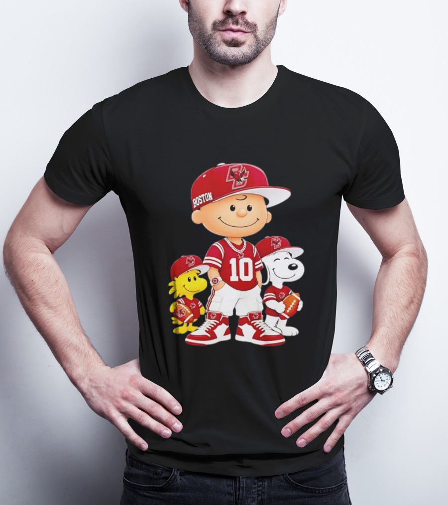 Boston College Eagles Charlie Brown Woodstock Snoopy Number 10 Football Fans T-Shirt