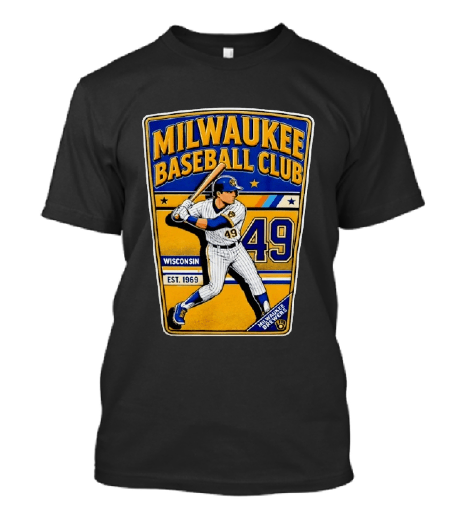 Milwaukee Baseball Club Wisconsin Brewers Est. 1969 Player 49 T-Shirt