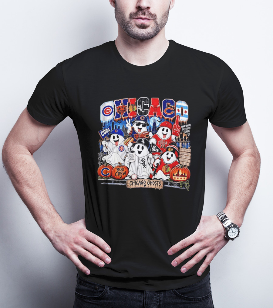Chicago Ghosts Boo Crew Cubs Bulls Sox Same Spirits Different Teams T-Shirt