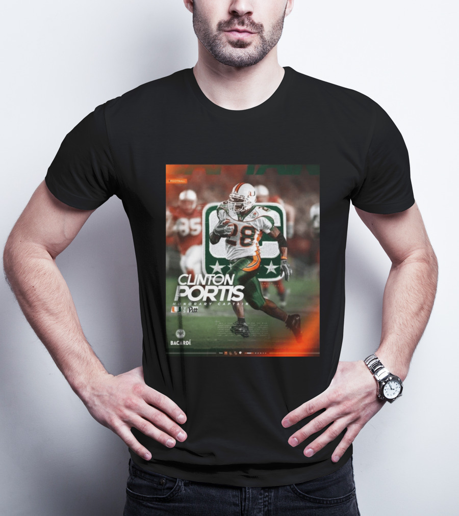 Clinton Portis Honorary Captain Miami Vs Pitt Bacardi Football Event T-Shirt