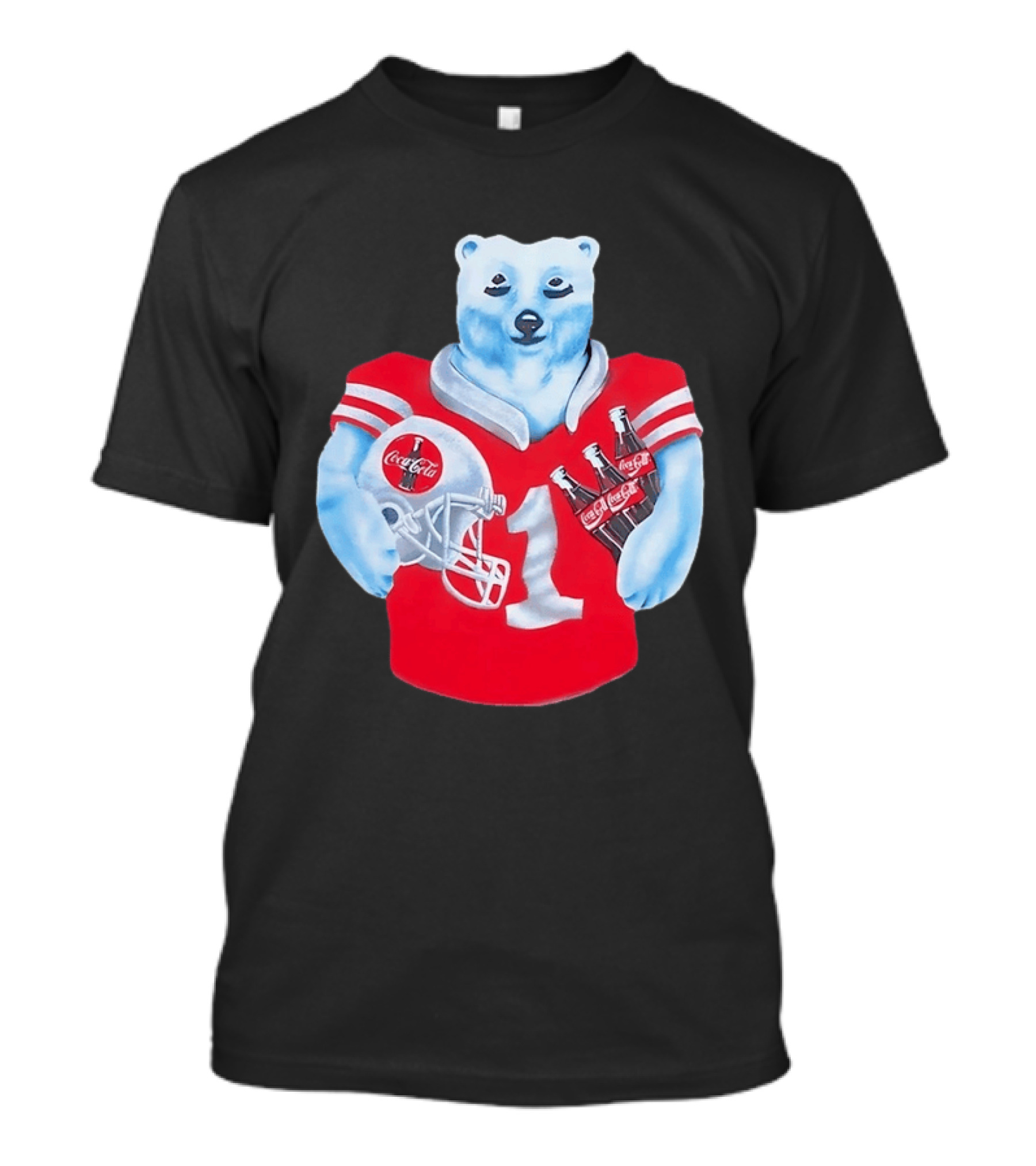 Coca Cola Polar Bear Football Number 1 Red Jersey With Helmet And Bottles T-Shirt
