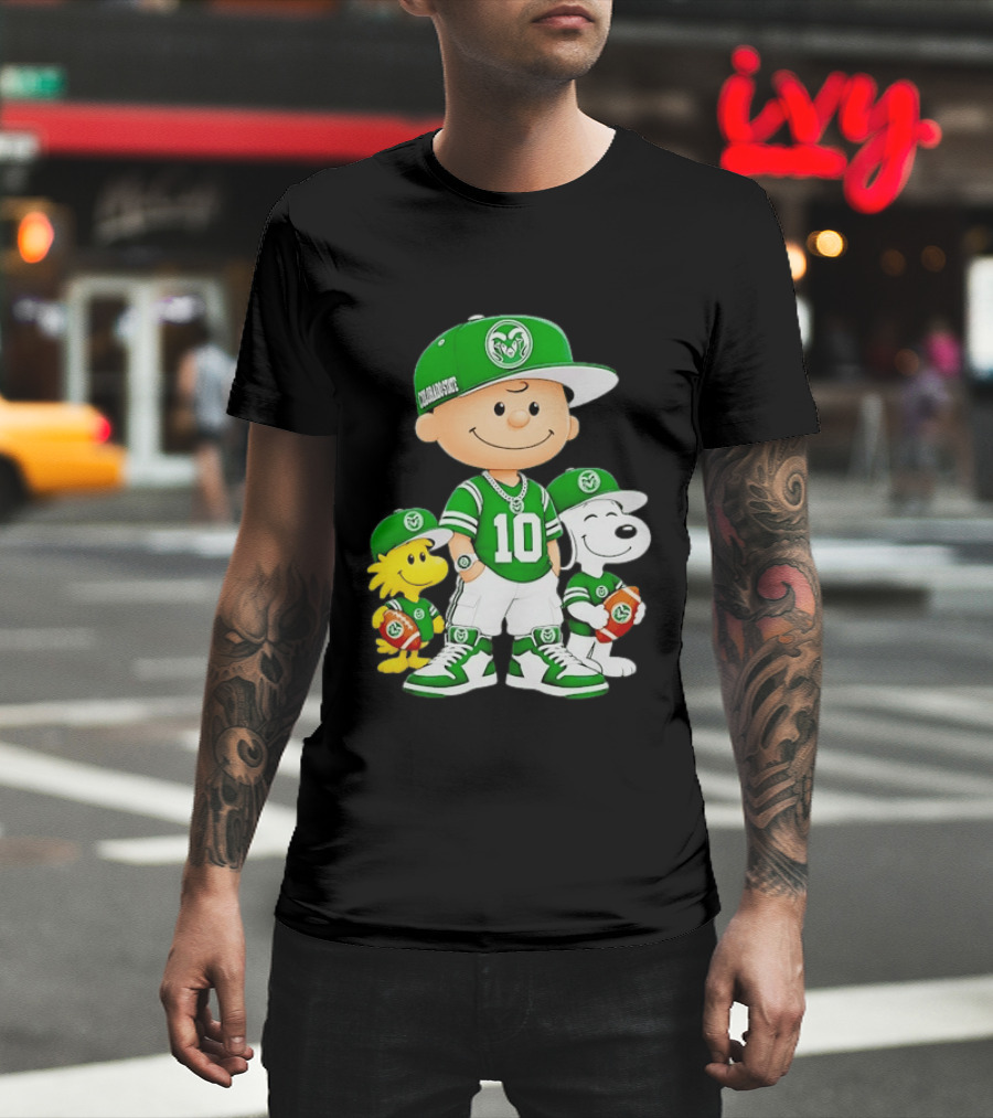 Colorado State Rams Charlie Brown Woodstock Snoopy Number 10 Football Fans T-Shirt