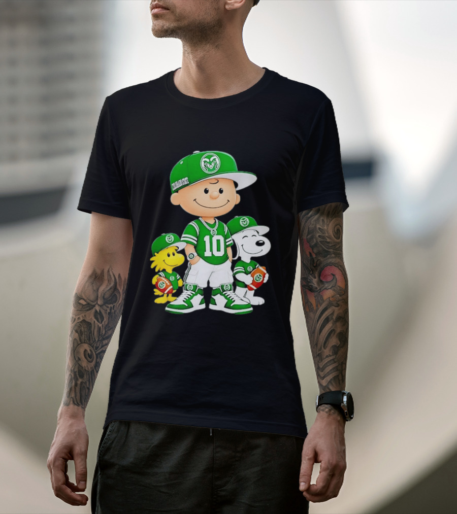Colorado State Rams Charlie Brown Woodstock Snoopy Number 10 Football Fans T-Shirt