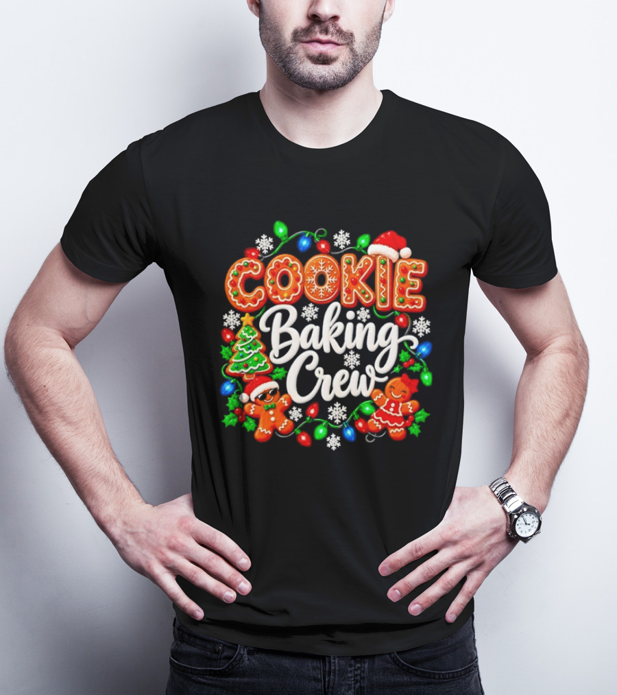 COOKIE Baking Crew Snowflakes Gingerbread Christmas Lights Holiday T-Shirt