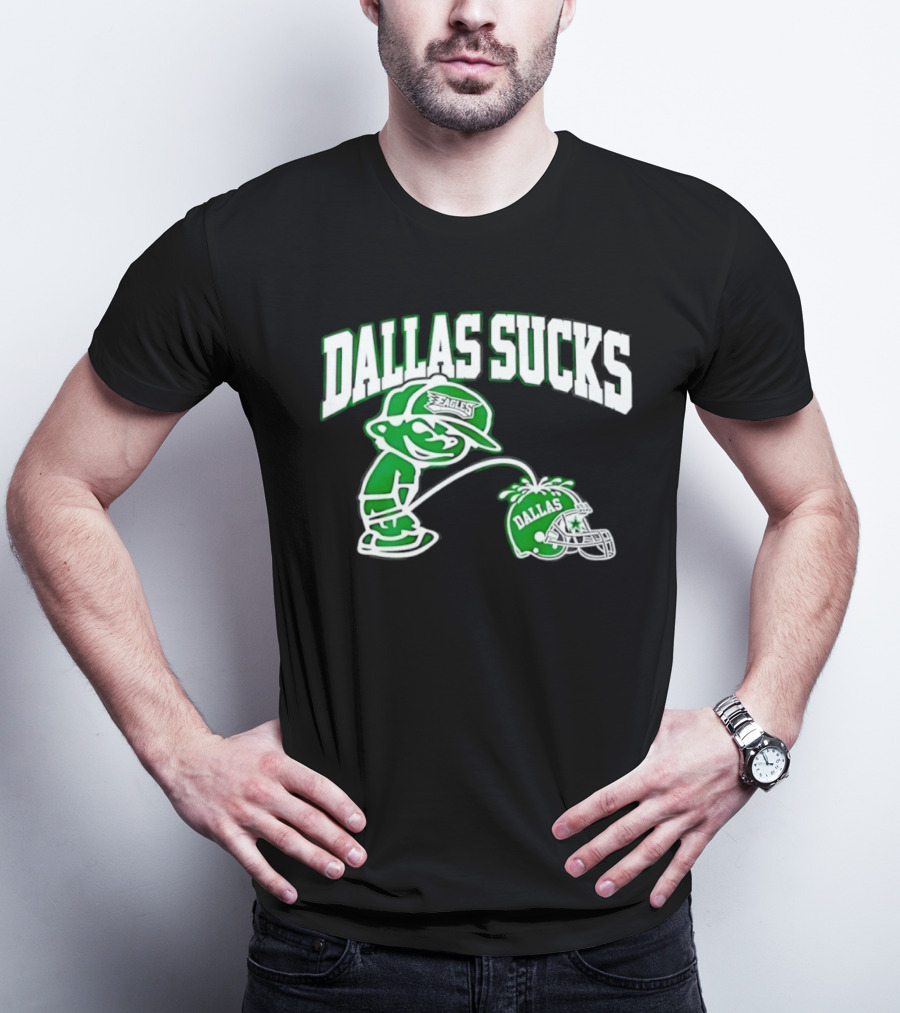 Dallas Sucks Philadelphia Eagles Rivalry Helmet Cartoon T-Shirt