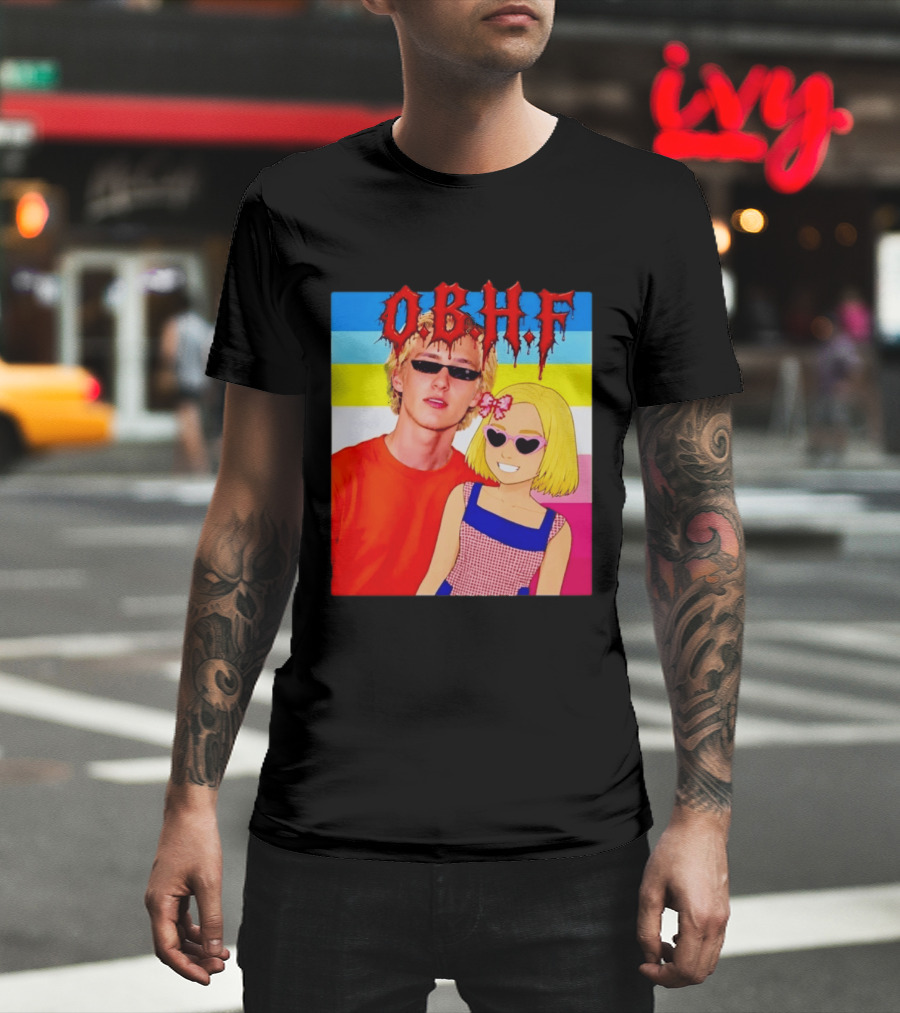 OBHF Blonde Couple Aesthetic Pixel Art Sunglasses T-Shirt