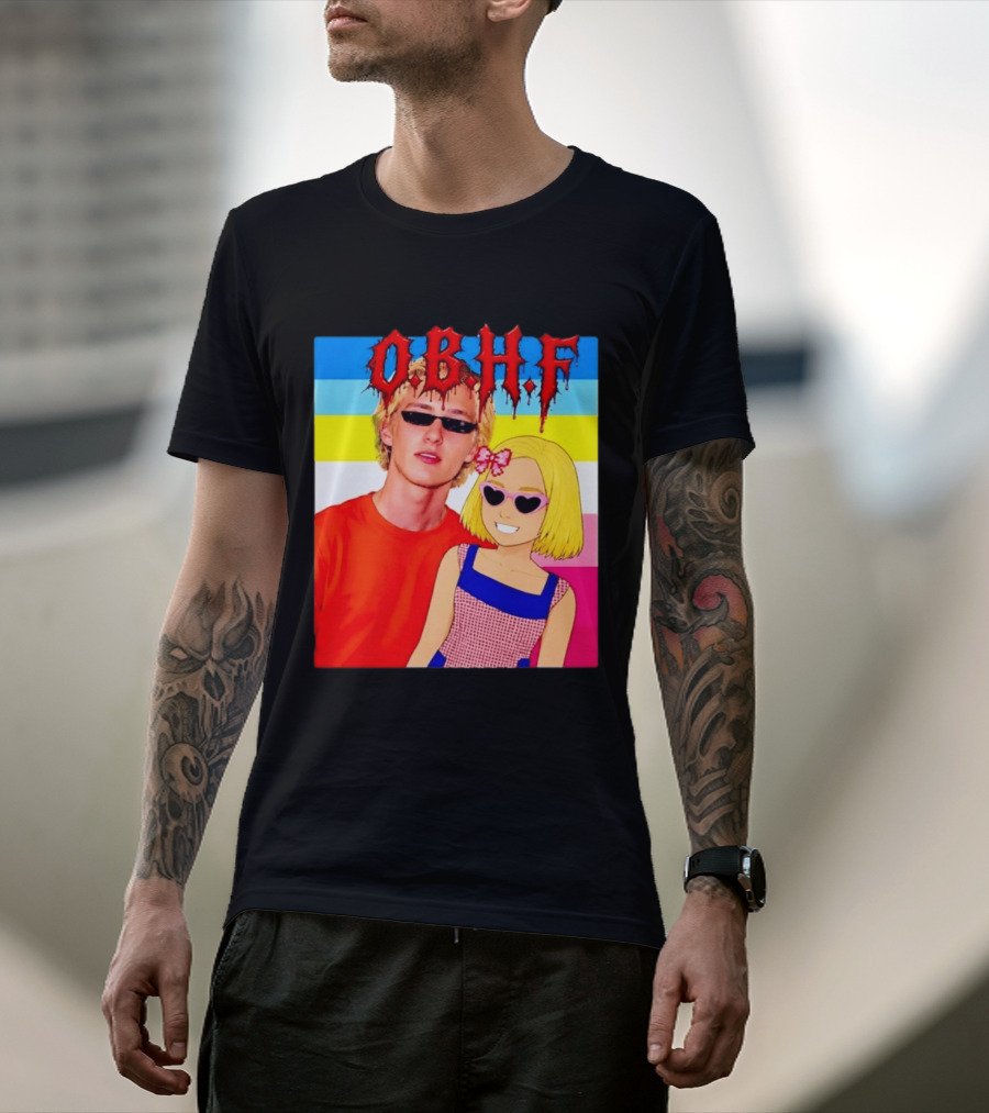 OBHF Blonde Couple Aesthetic Pixel Art Sunglasses T-Shirt