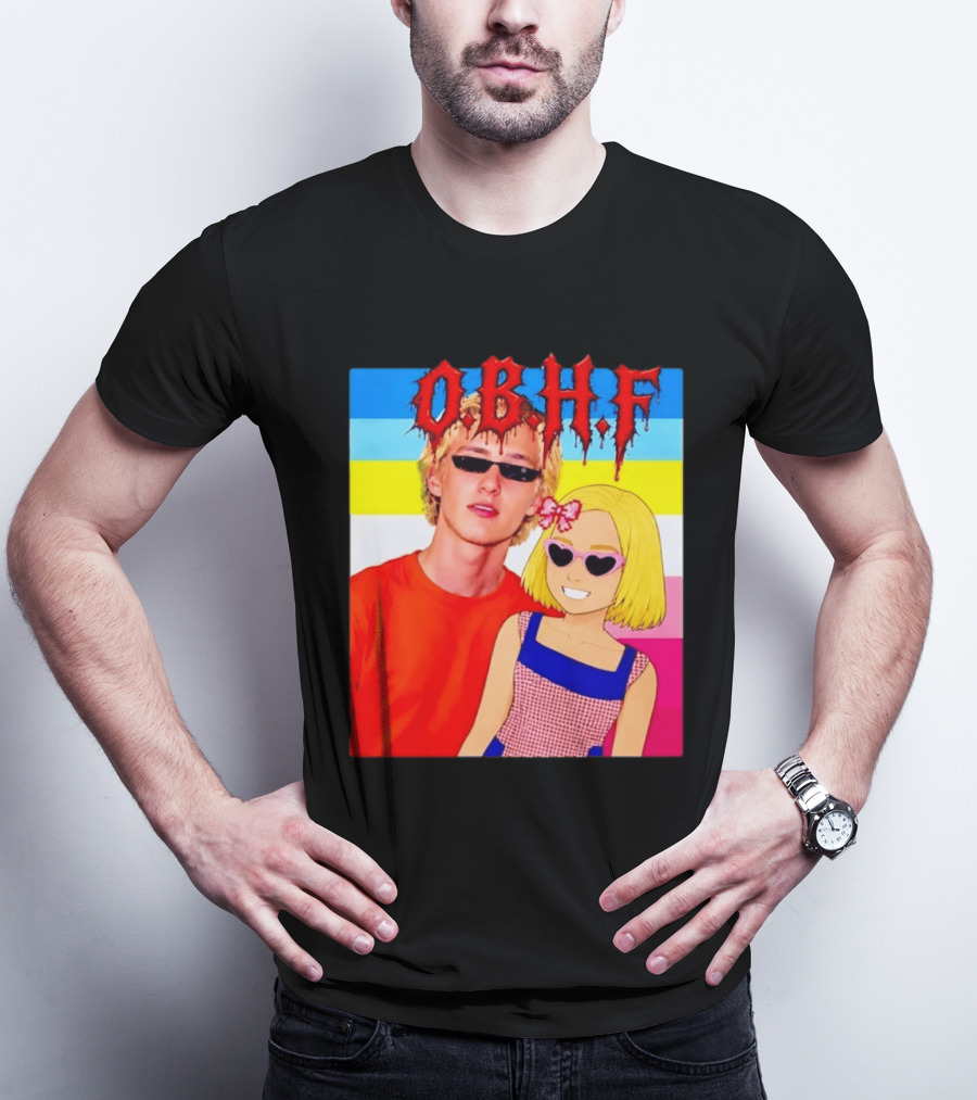 OBHF Blonde Couple Aesthetic Pixel Art Sunglasses T-Shirt