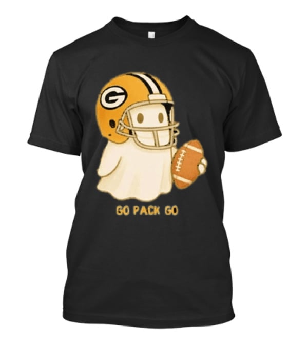 Green Bay Packers Ghost Go Pack Go Football Helmet Fan Gear T-Shirt