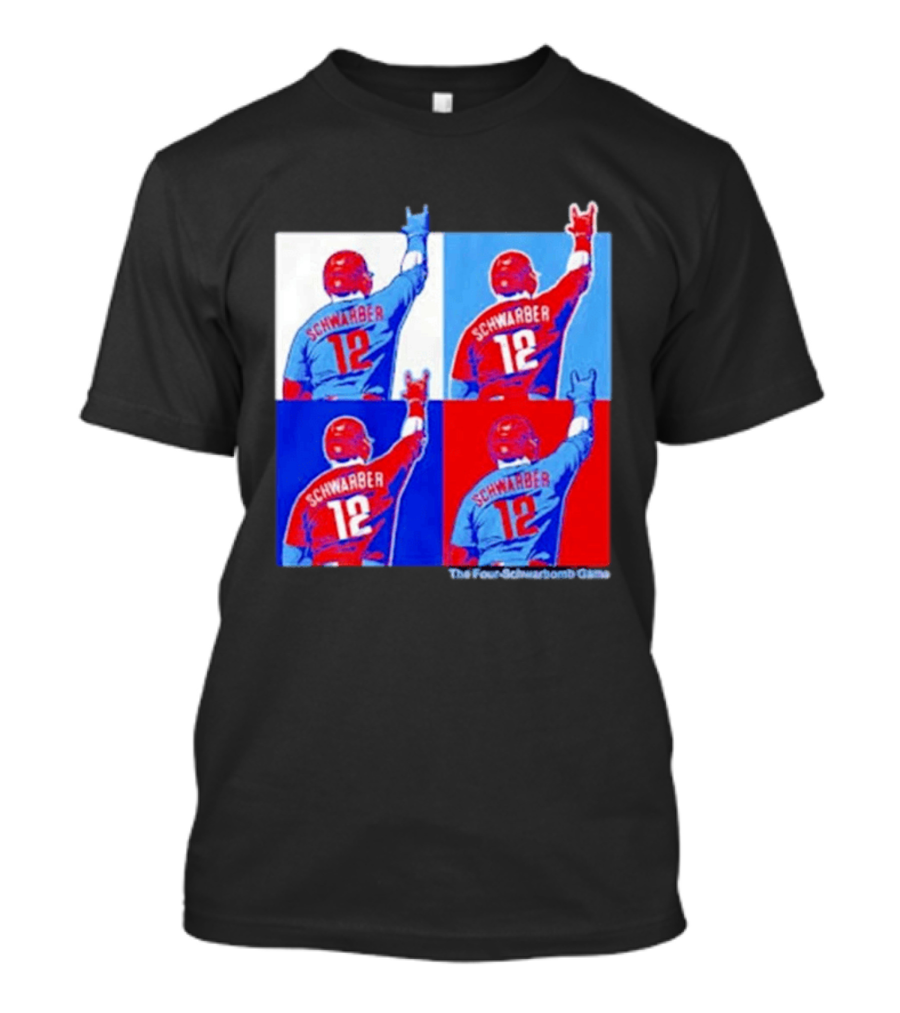 The Four Schwarbomb Game Kyle Schwarber 12 Red Blue Pop T-Shirt