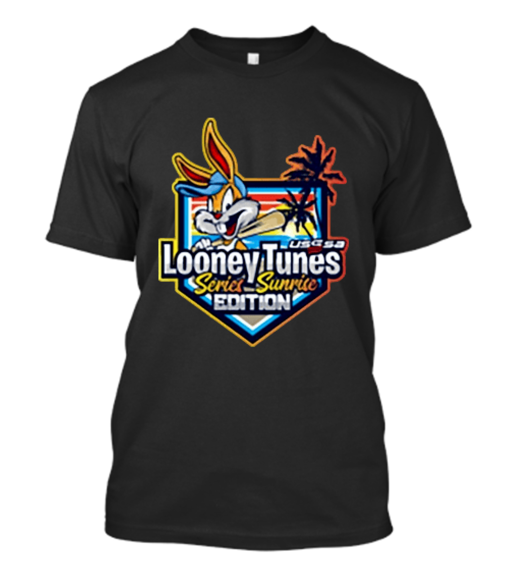 USSSA Looney Tunes Series Sunrise Edition Bugs Bunny Palm Trees T-Shirt