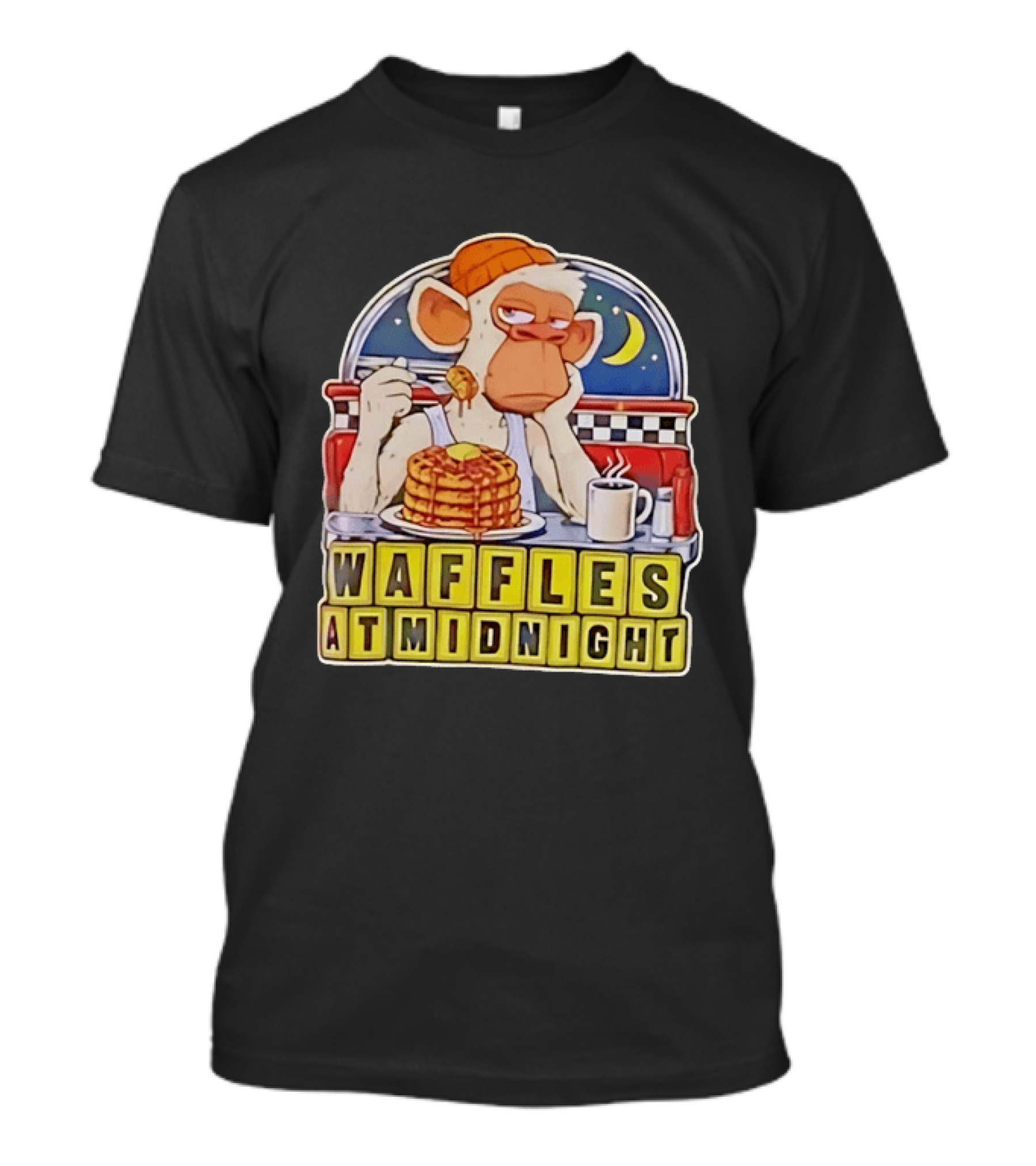 Waffles At Midnight Monkey Diner Breakfast T-Shirt