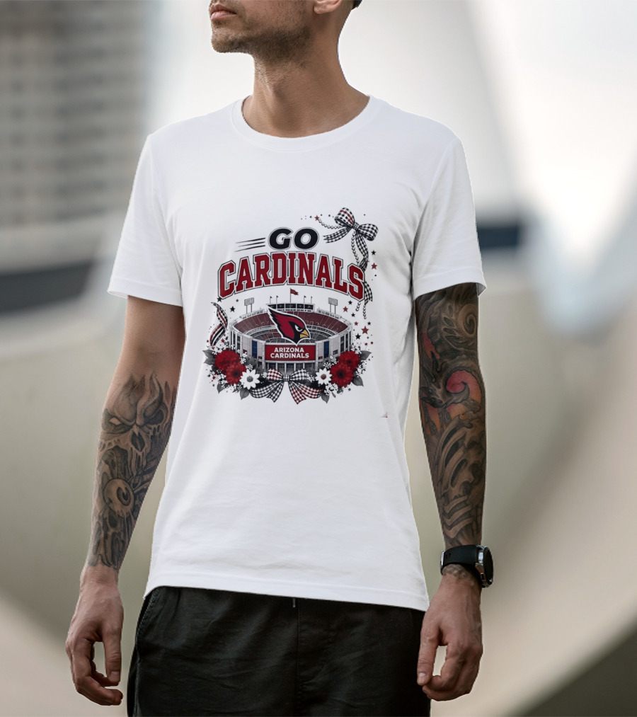 Go Cardinals Arizona Cardinals Football Stadium With Flowers And Bow T-Shirt