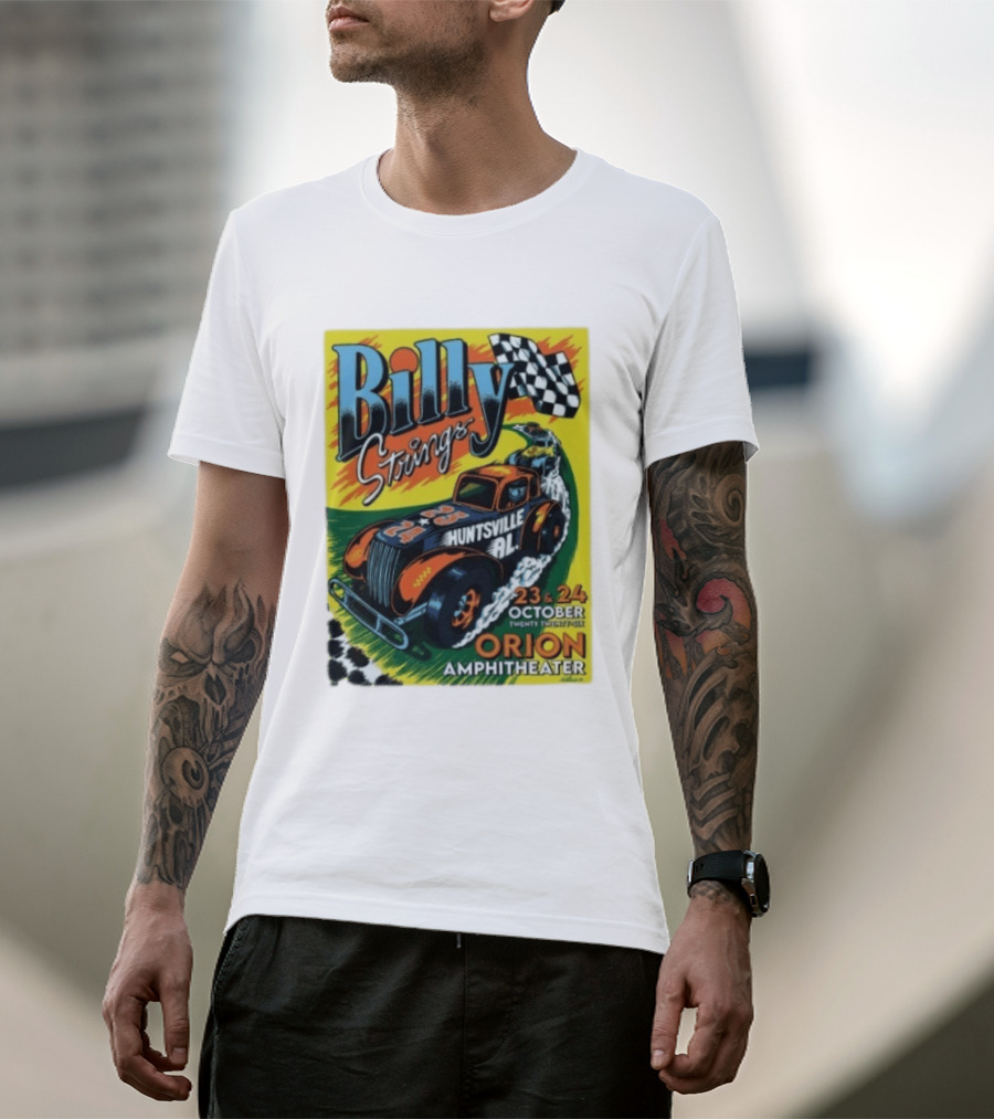 Billy Strings Huntsville AL Orion Amphitheater October 23 & 24 2026 Racing Car Checkerboard Flag T-Shirt