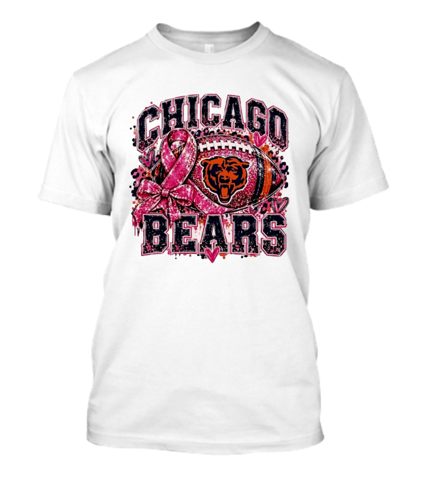 Chicago Bears Breast Cancer Awareness Pink Ribbon Football T-Shirt
