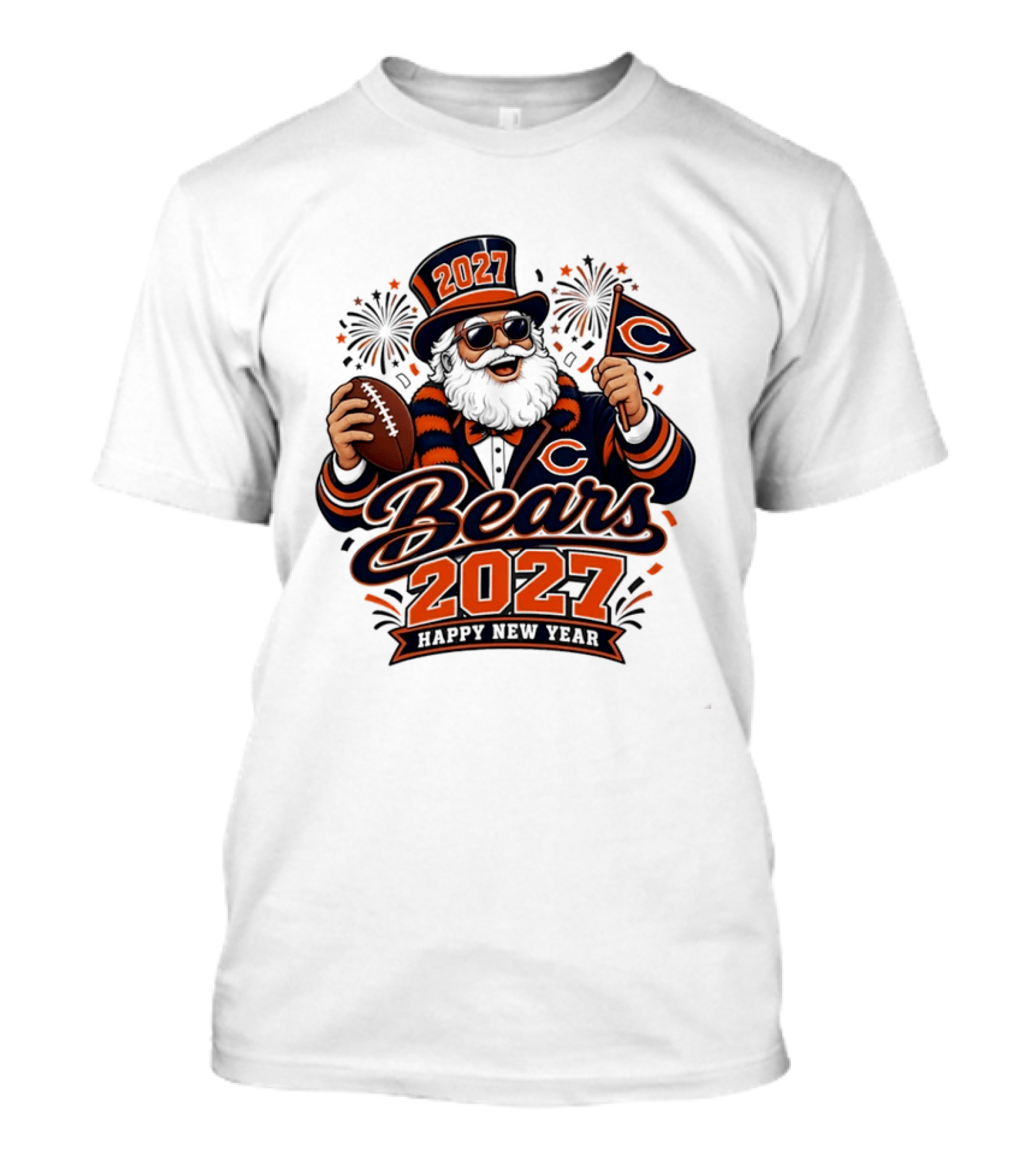 Chicago Bears 2027 Santa Claus Happy New Year Football Fan Celebration T-Shirt