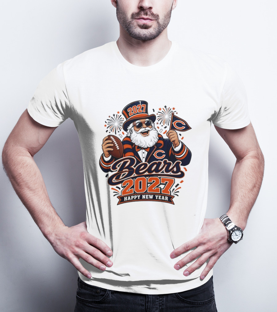 Chicago Bears 2027 Santa Claus Happy New Year Football Fan Celebration T-Shirt