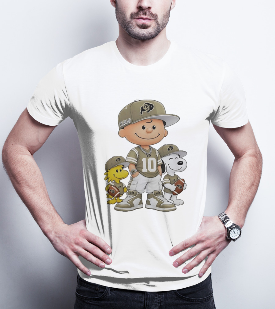 Colorado Buffaloes Charlie Brown Woodstock Snoopy Number 10 Football Fans T-Shirt