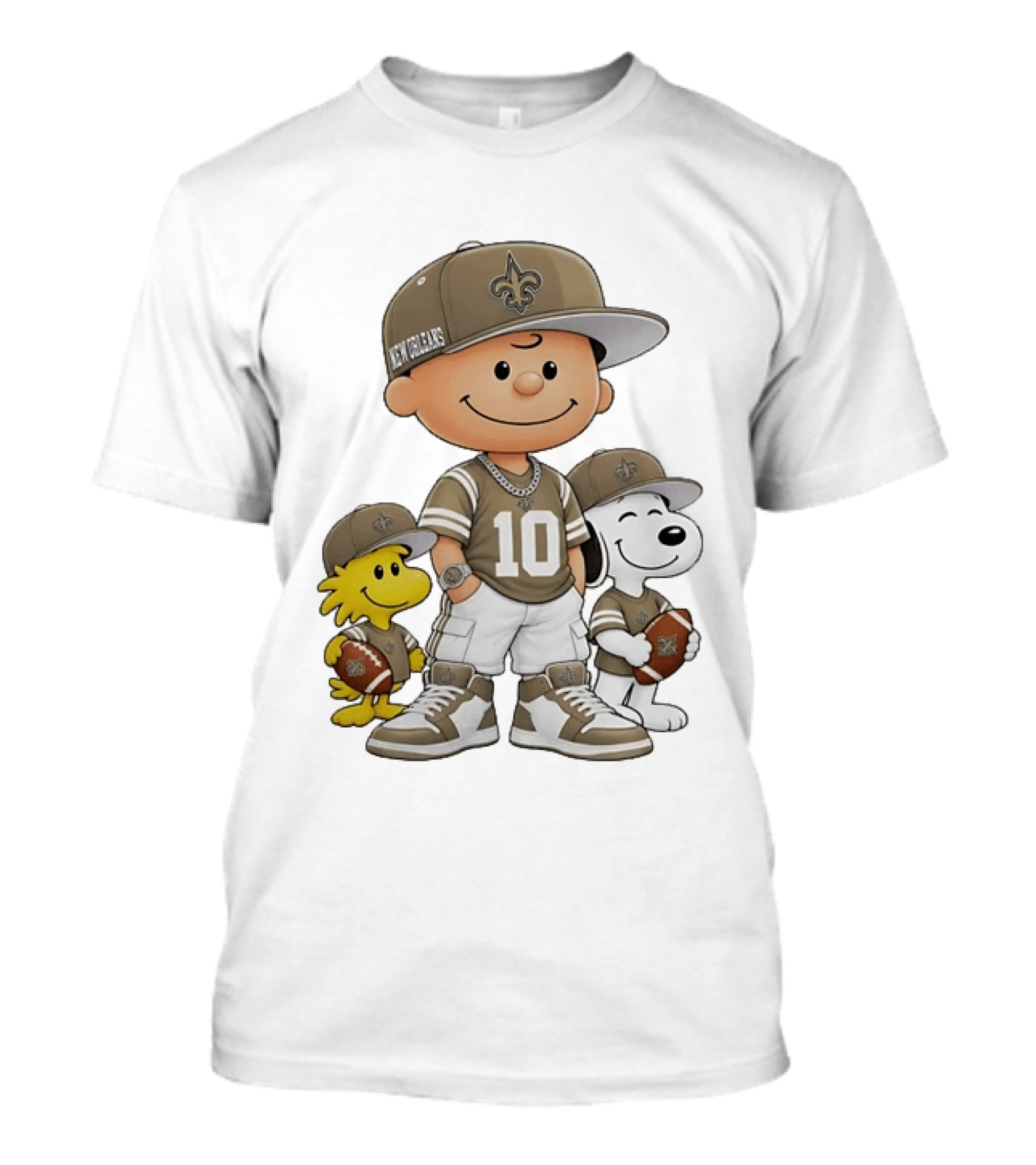 New Orleans Saints Charlie Brown Woodstock Snoopy Number 10 Football Fans T-Shirt