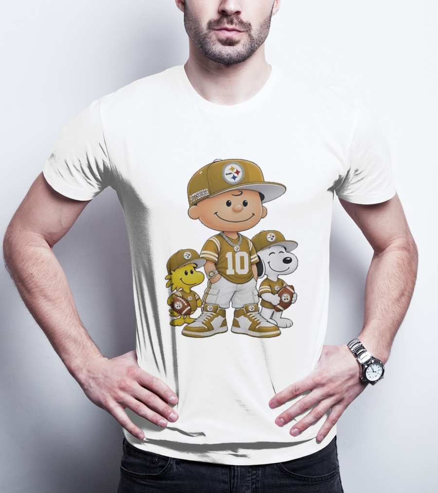 Pittsburgh Steelers Charlie Brown Woodstock Snoopy Number 10 Football Fans T-Shirt