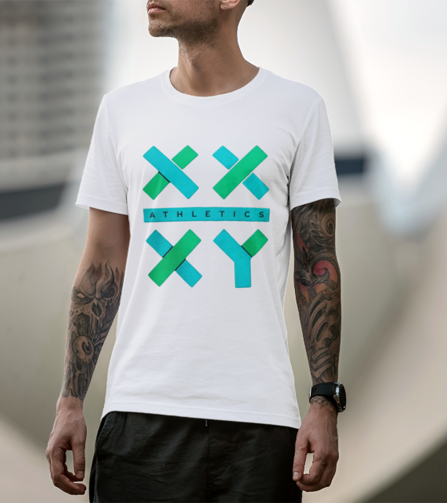 XXXY Athletics Classic Design With Bold Green And Blue X T-Shirt