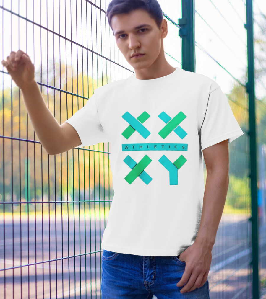 XXXY Athletics Classic Design With Bold Green And Blue X T-Shirt
