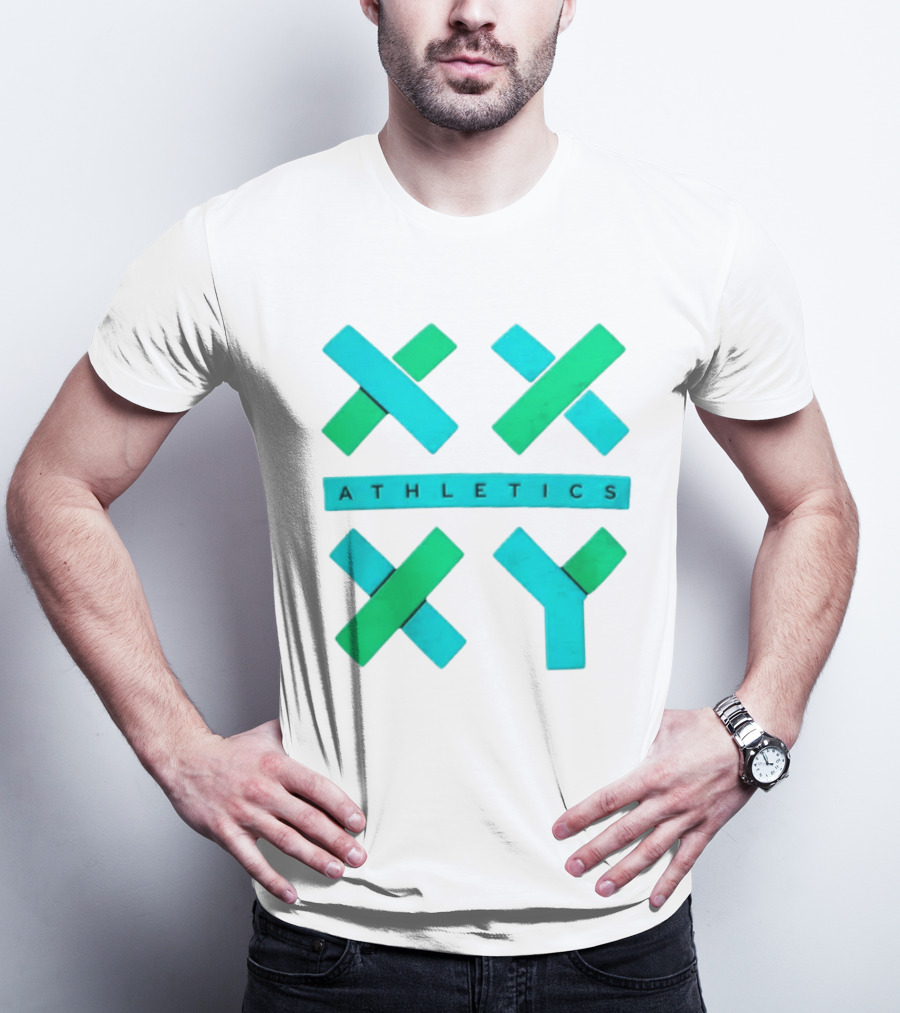 XXXY Athletics Classic Design With Bold Green And Blue X T-Shirt