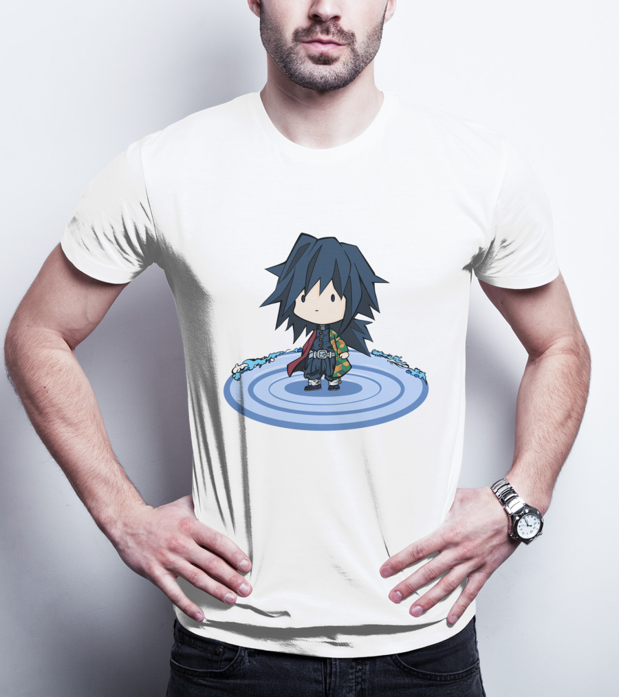 Giyu Tomioka Chibi Character Water Circle Kimetsu No Yaiba Demon Slayer T-Shirt