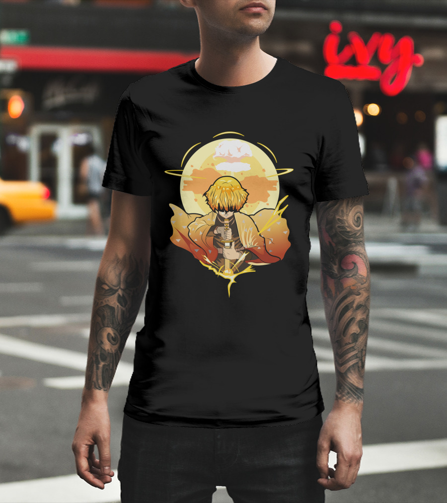 Demon Slayer Kimetsu No Yaiba Zenitsu Thunder Breathing Lightning Style Aura T-Shirt