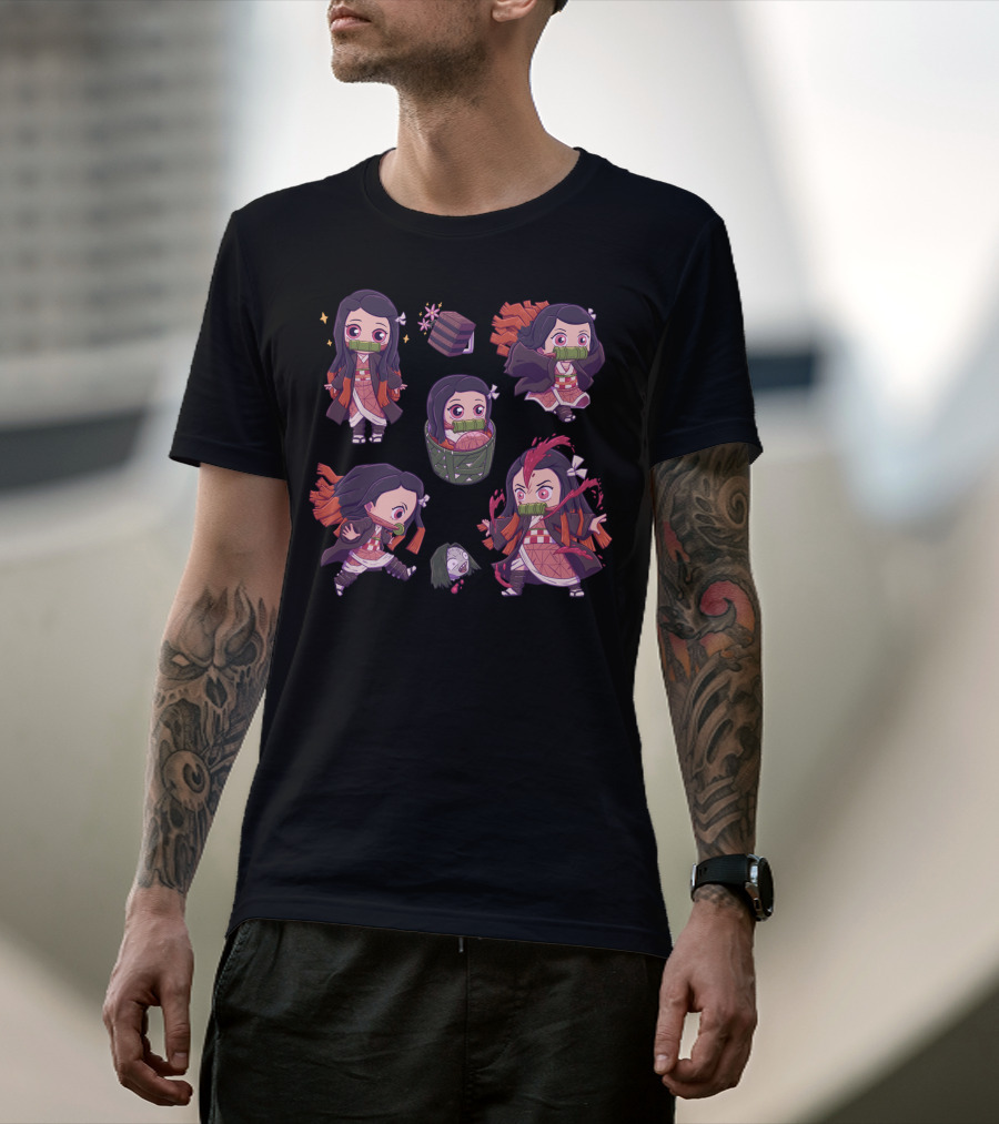 Demon Slayer Kimetsu No Yaiba Nezuko Chibi Cute Expressions Collection T-Shirt