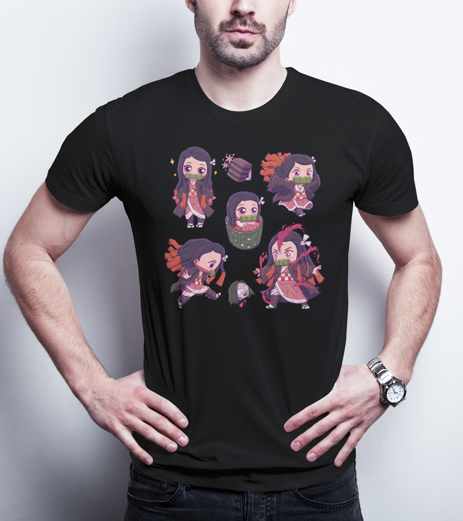 Demon Slayer Kimetsu No Yaiba Nezuko Chibi Cute Expressions Collection T-Shirt