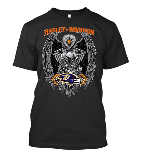 Harley Davidson Eagle Engine Baltimore Ravens T-Shirt
