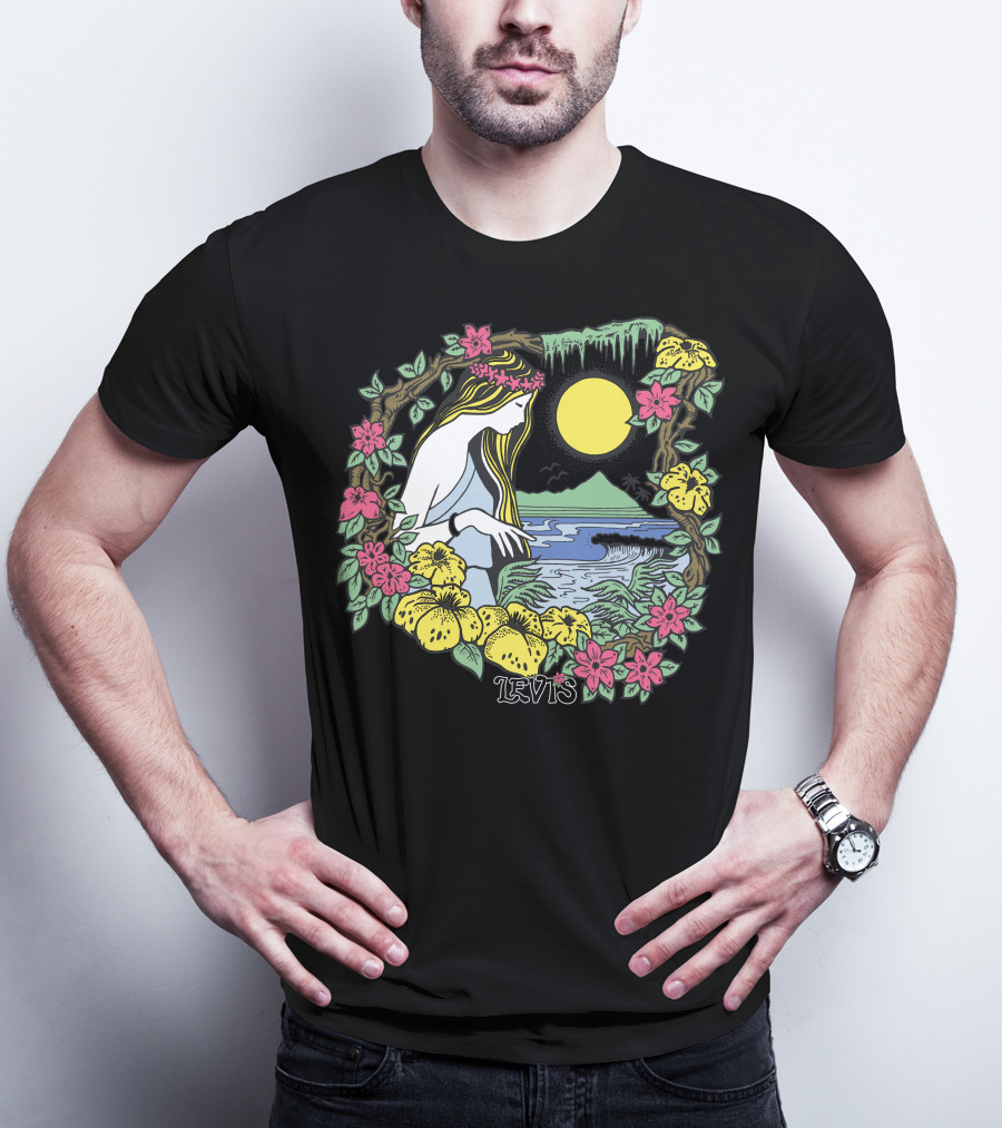 Levis Nature Goddess Tropical Paradise Scene T-Shirt