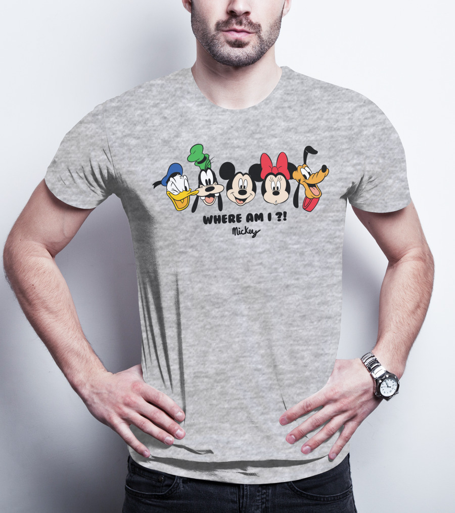 Mickey Donald Goofy Minnie Pluto Where Am I ? T-Shirt