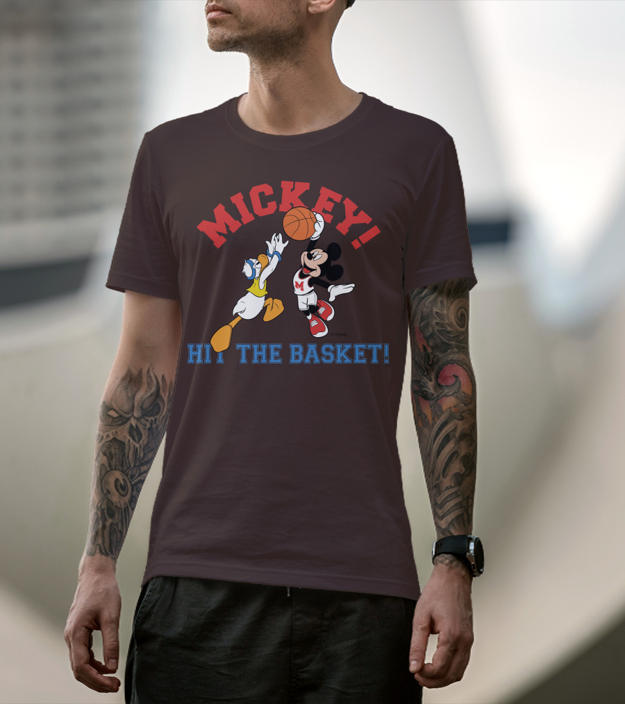 Mickey Hit The Basket Basketball Challenge T-Shirt