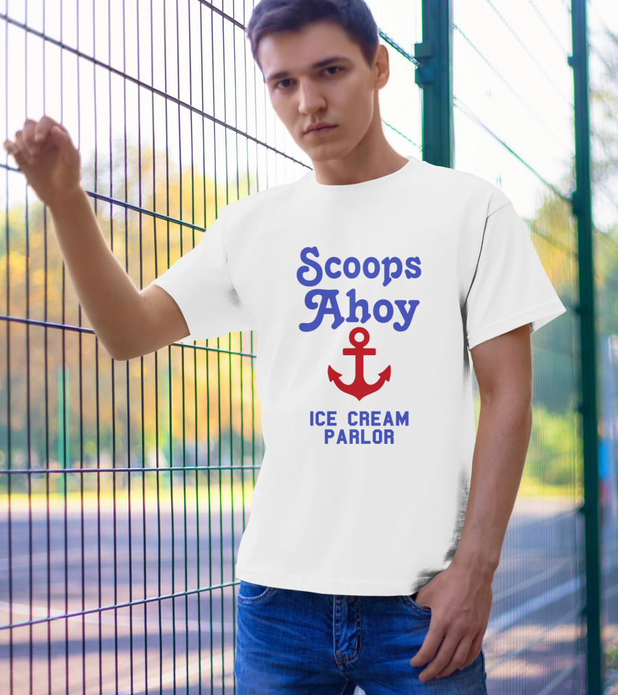 Scoops Ahoy Ice Cream Parlor Red Anchor Logo Iconic Stranger Things Merchandise T-Shirt