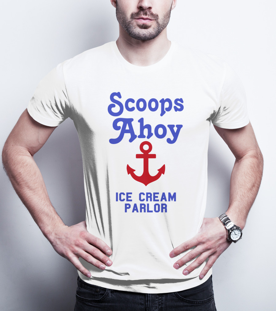 Scoops Ahoy Ice Cream Parlor Red Anchor Logo Iconic Stranger Things Merchandise T-Shirt