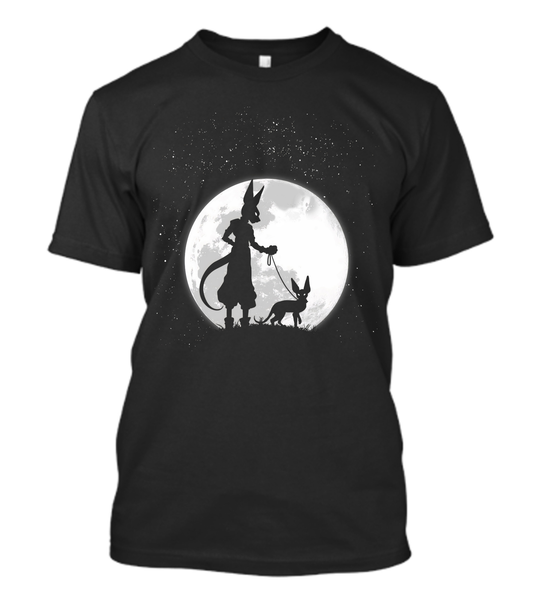 Beerus Walking Under Full Moon With Cat T-Shirt