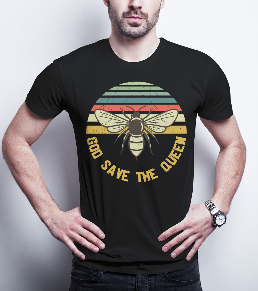 God Save The Queen Vintage Bee Retro Stripes T-Shirt