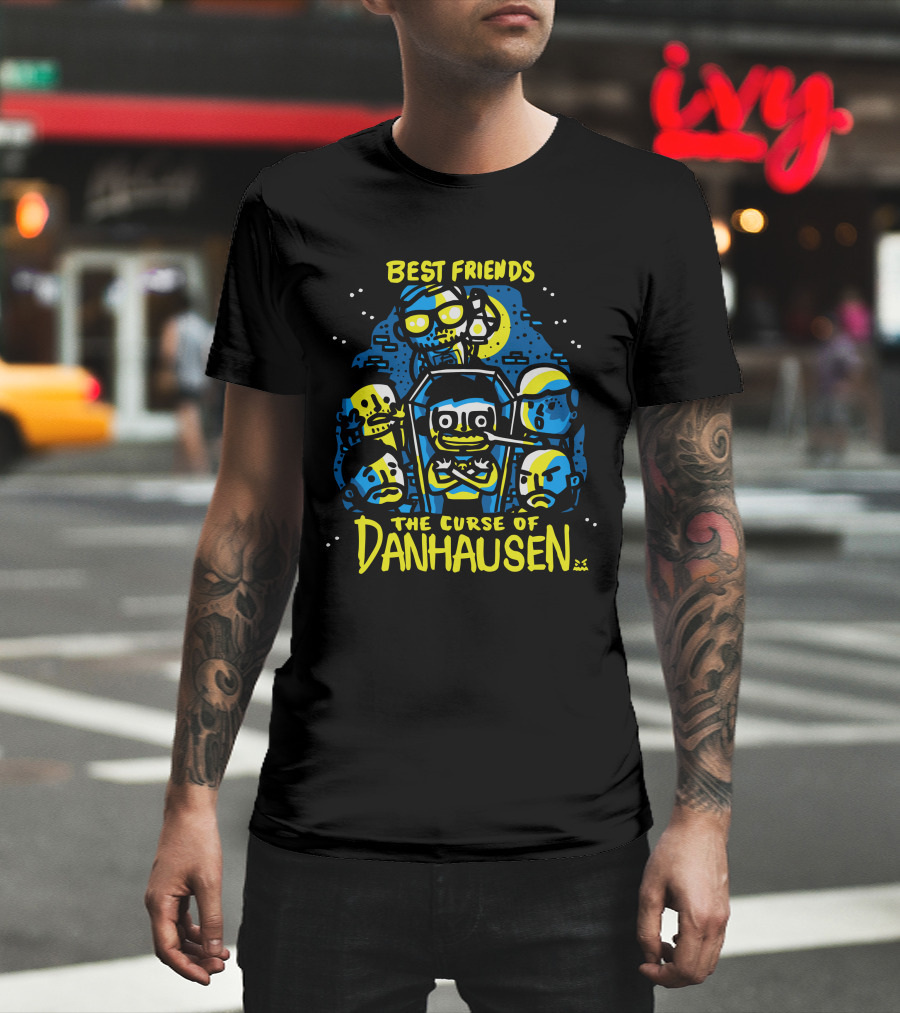 Best Friends The Curse Of Danhausen Moonlit Cartoon Characters T-Shirt