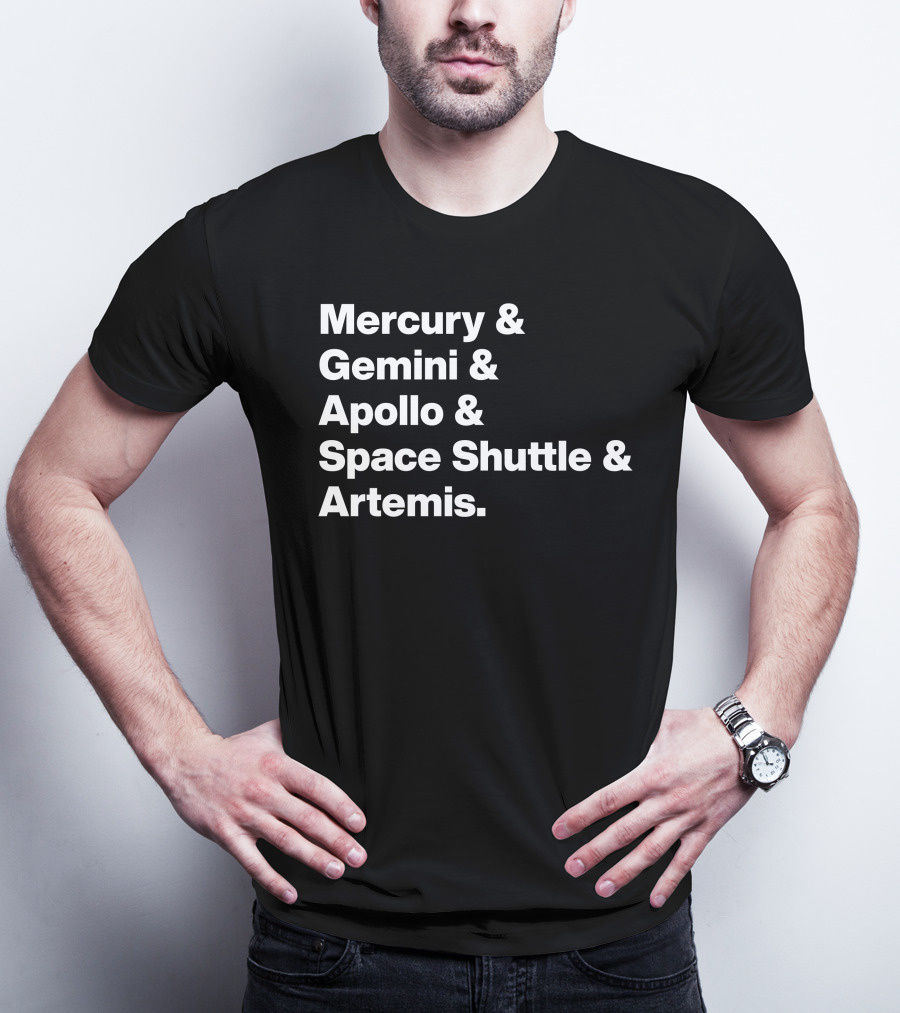 Mercury Gemini Apollo Space Shuttle Artemis Program Missions T-Shirt