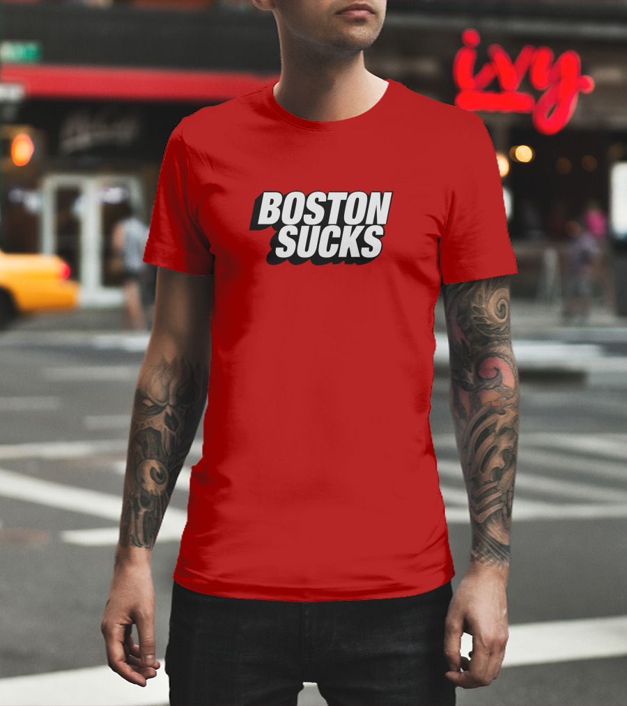 New York Post Sports Boston Sucks Red T-Shirt