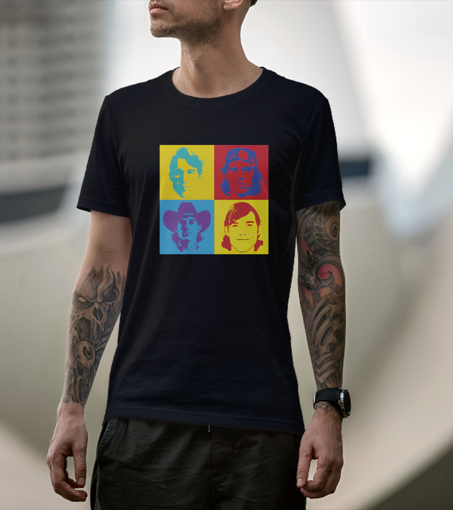 Danny Duncan Merch Pop Art Style 4 Faces Black T-Shirt